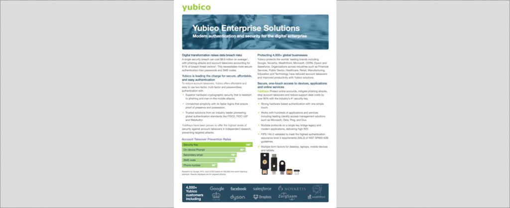 YubiKey for RSA SecurID Access product brief - Yubico YubiKey for RSA SecurID Access product brief - Yubico