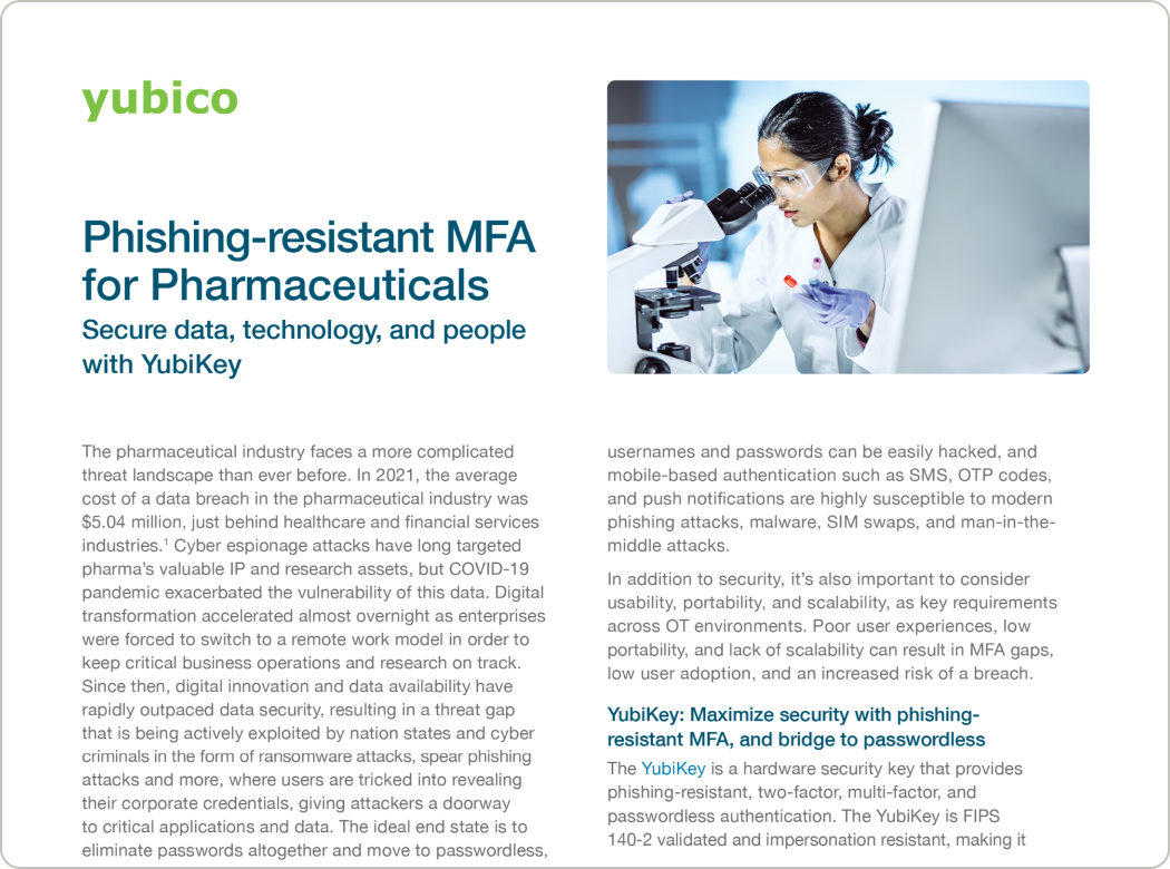 Phishing-resistant MFA: Pharmaceutical data and technology
