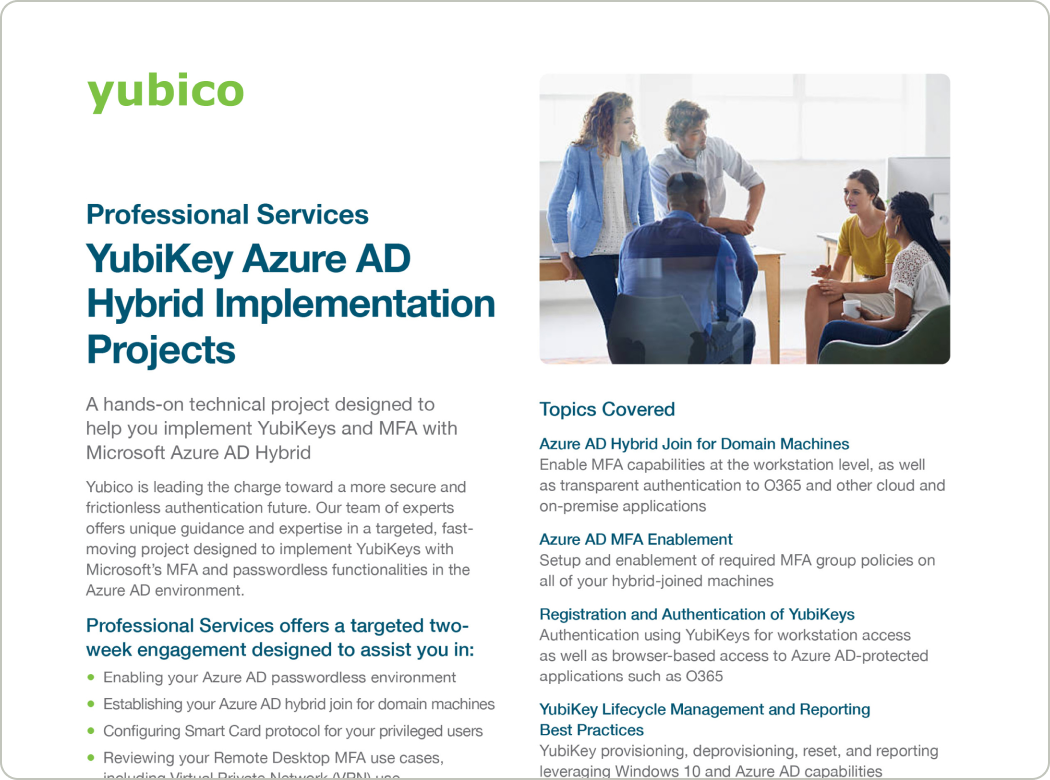 Professional Services YubiKey Azure AD Hybrid Implementation Projects ...