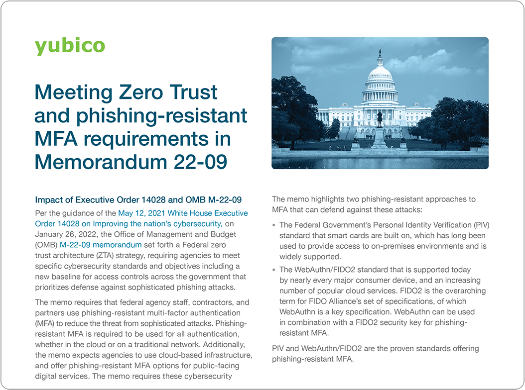 Meeting Zero Trust and phishing-resistant MFA requirements