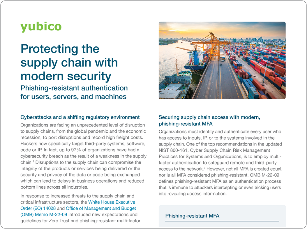 Protecting the supply chain with modern security | Yubico