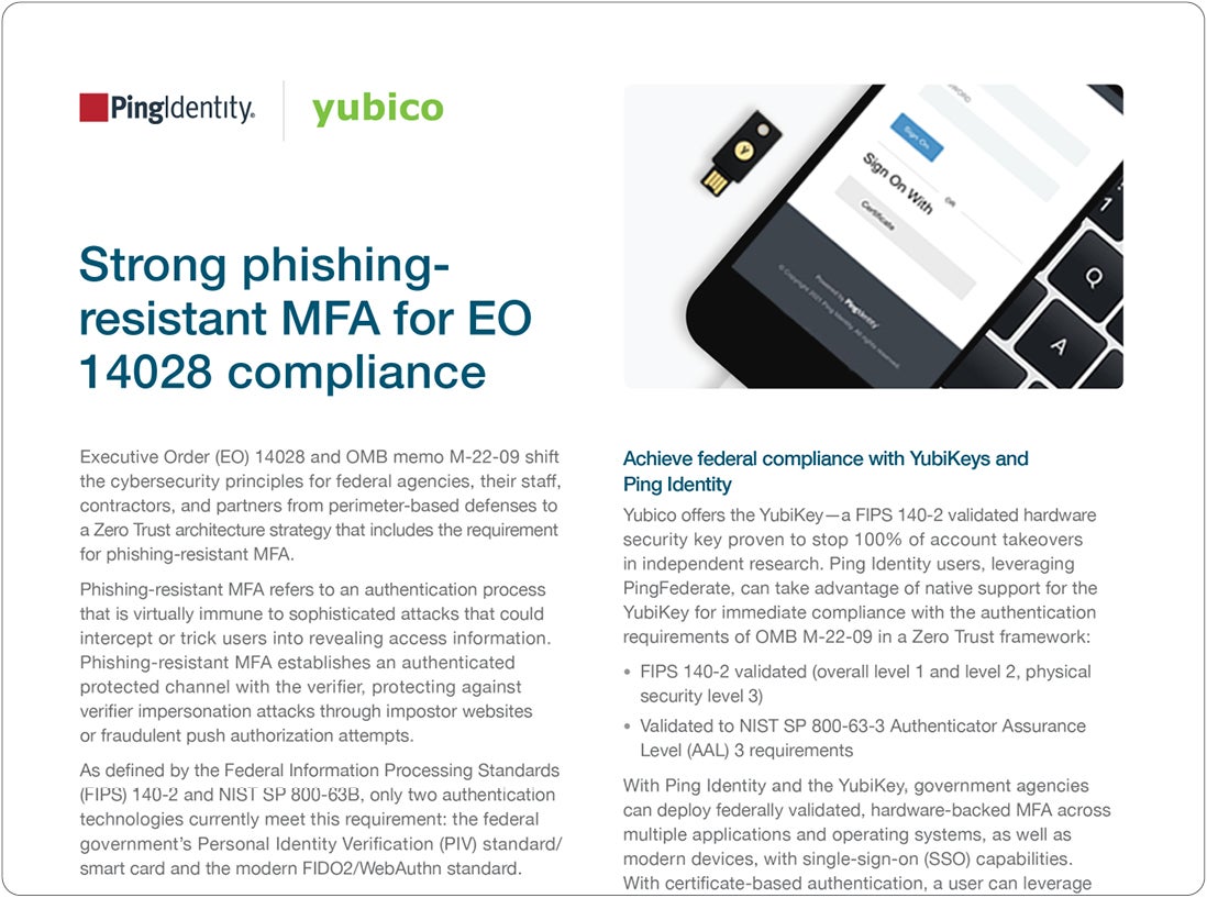 Ping Identity | EO 14028 compliance - Yubico