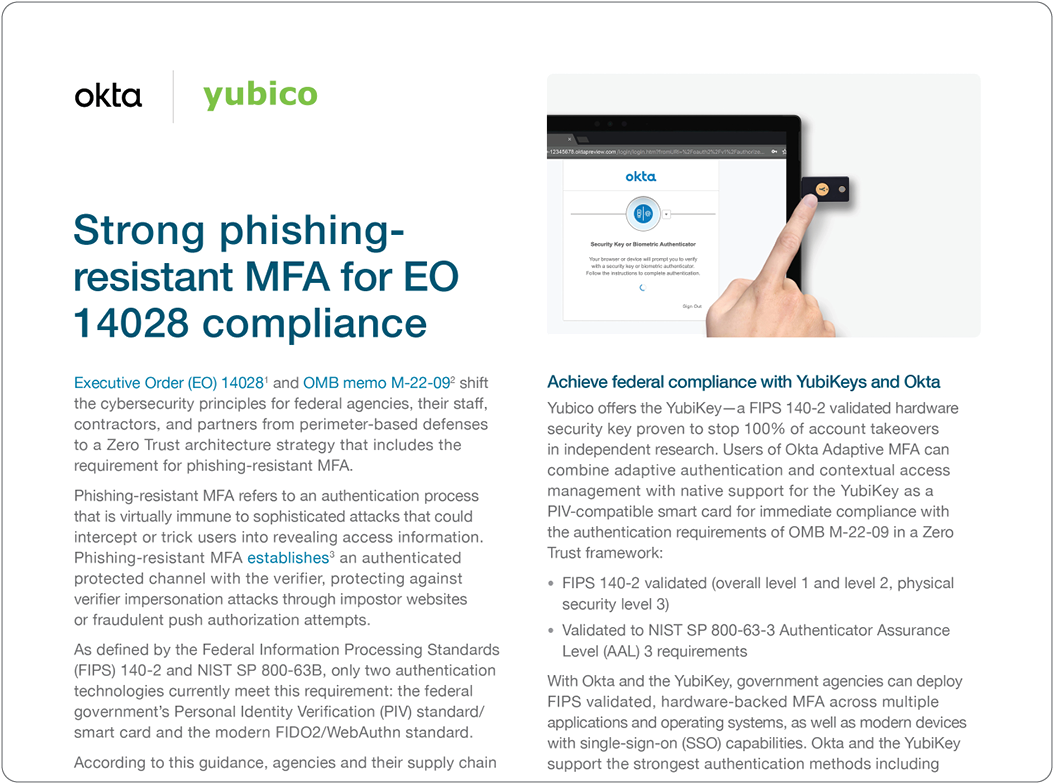 Okta EO Ping Identity | EO 14028 compliance - Yubico