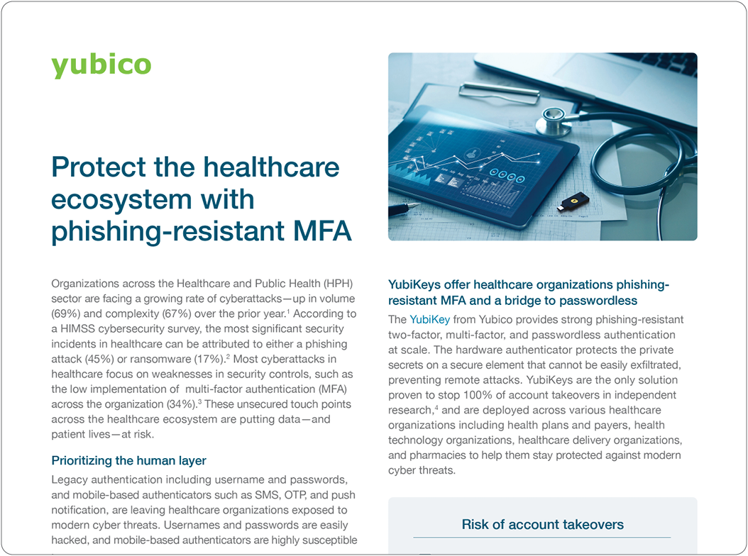 Protecting the healthcare ecosystem with phishing-resistant MFA | Yubico