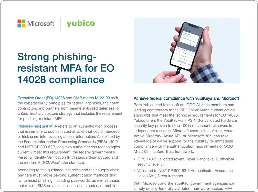 Strong phishing resistant MFA for EO compliance | Yubico