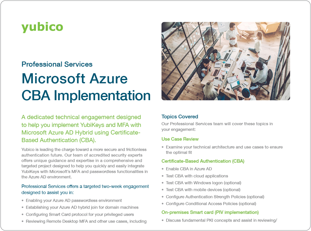 Professional Services | Yubico | Microsoft Azure CBA Implementation