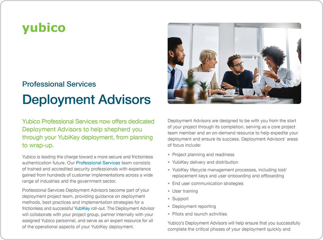 Professional Services | Yubico | Deployment Advisors Consultants