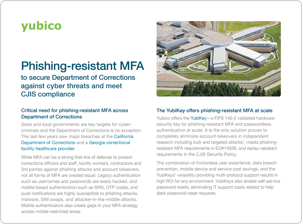 Securing Department of Corrections with modern, phishing-resistant MFA | Yubico