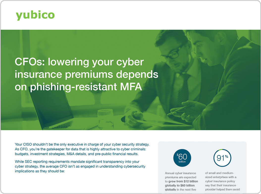 Cybersecurity and Insurance Premiums for CFOs | Yubico