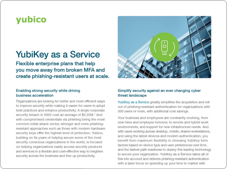 YubiKey as a Service product brief | Yubico
